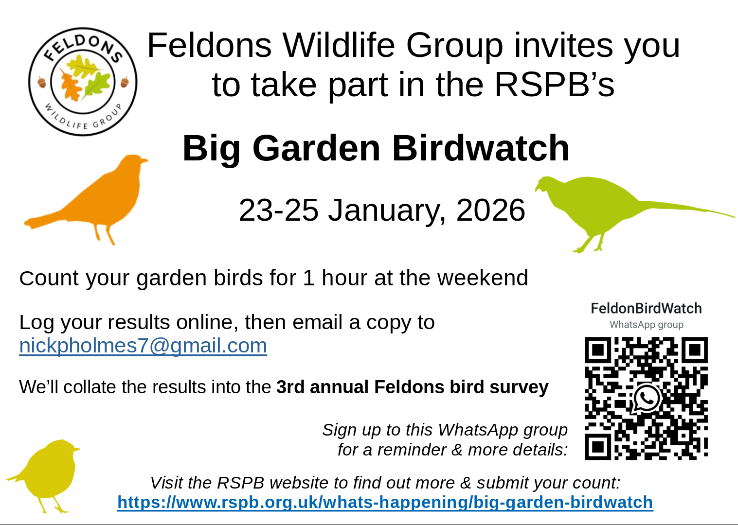 Join the 2026 RSPB Big Garden Birdwatch this Weekend | Cherington and ...